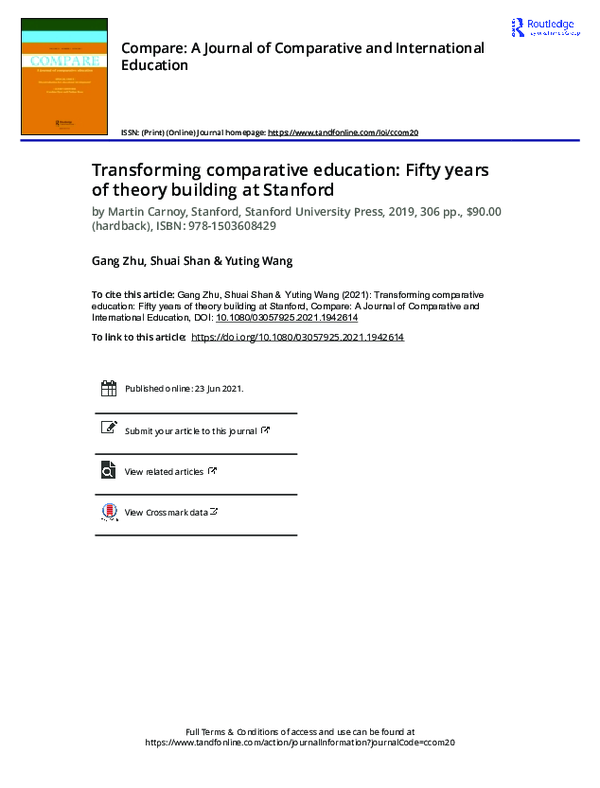 (PDF) Transforming comparative education: Fifty years of theory ...