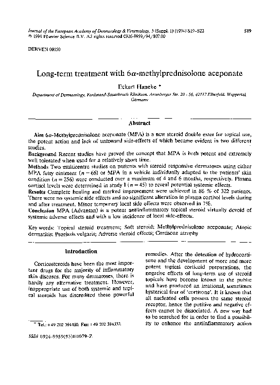 (PDF) Long-term treatment with 6α-methylprednisolone aceponate