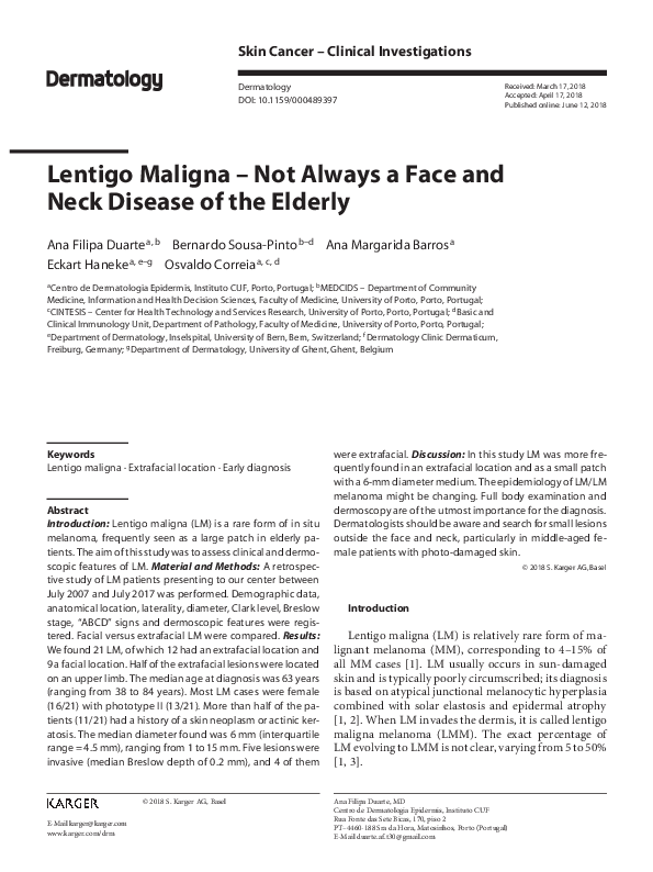 (PDF) Lentigo Maligna - Not Always a Face and Neck Disease of the Elderly