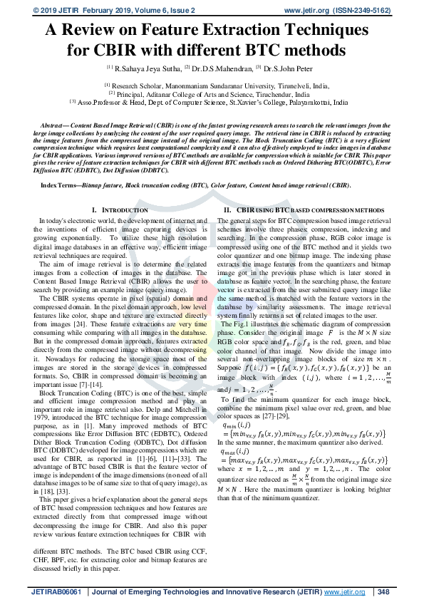 Pdf A Review On Feature Extraction Techniques For Cbir With Different