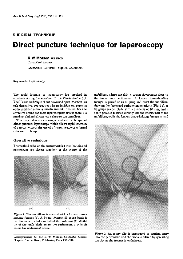 (PDF) Direct puncture technique for laparoscopy