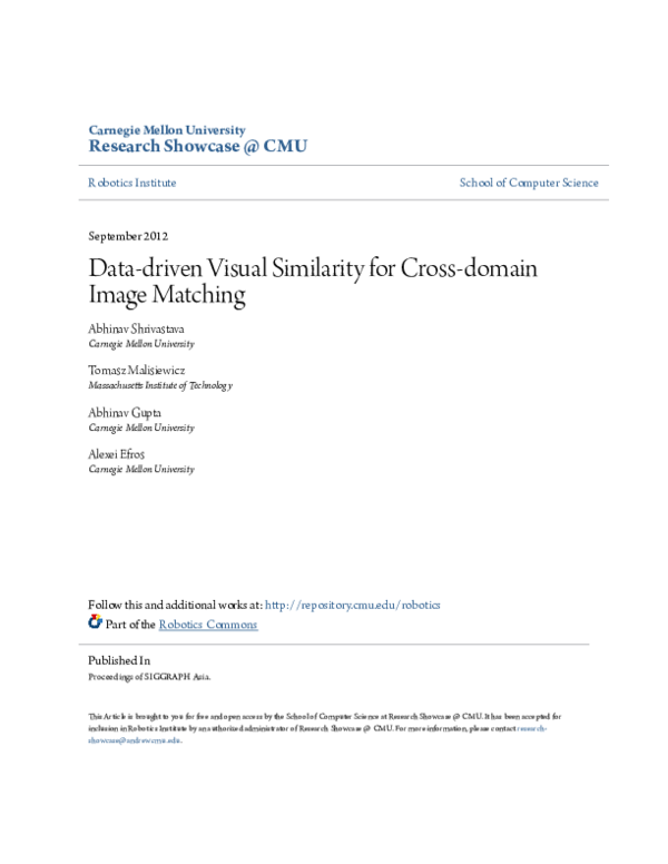 (PDF) Data-driven visual similarity for cross-domain image matching