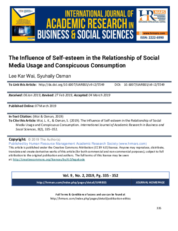 (PDF) The Influence of Self-esteem in the Relationship of Social Media ...