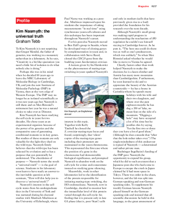 (PDF) Kim Nasmyth: the universal truth