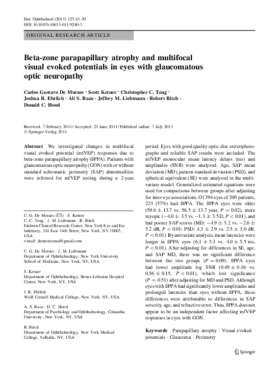(PDF) Beta-zone parapapillary atrophy and multifocal visual evoked potentials in eyes with ...