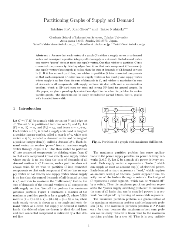 (PDF) Partitioning graphs of supply and demand