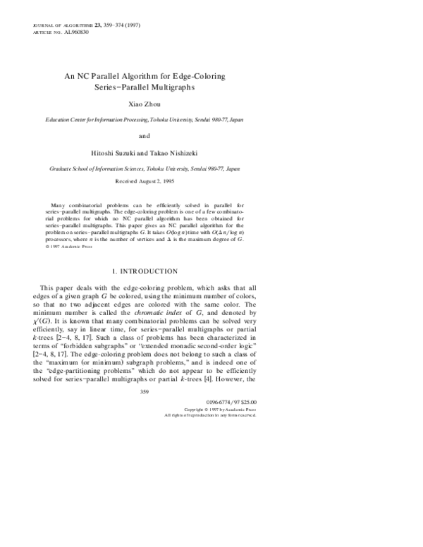Pdf An Nc Parallel Algorithm For Edge Coloring Seriesparallel