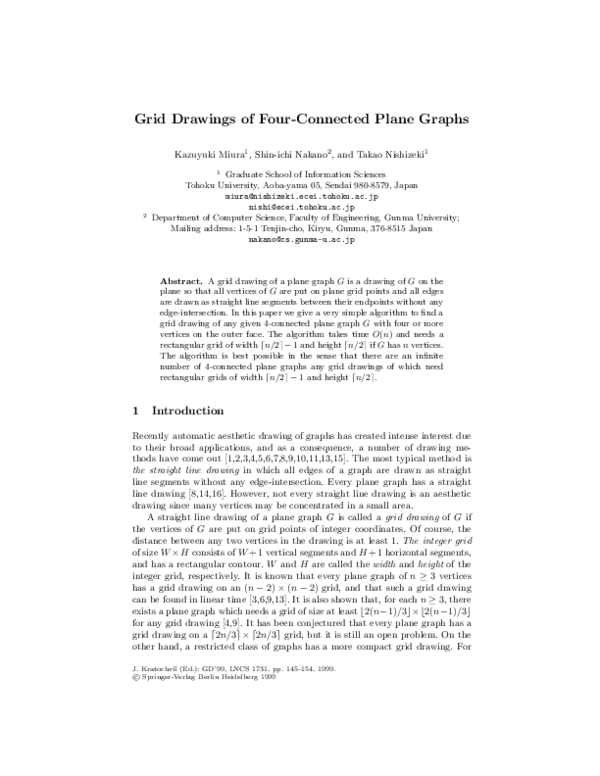 (PDF) Grid Drawings of Four-Connected Plane Graphs