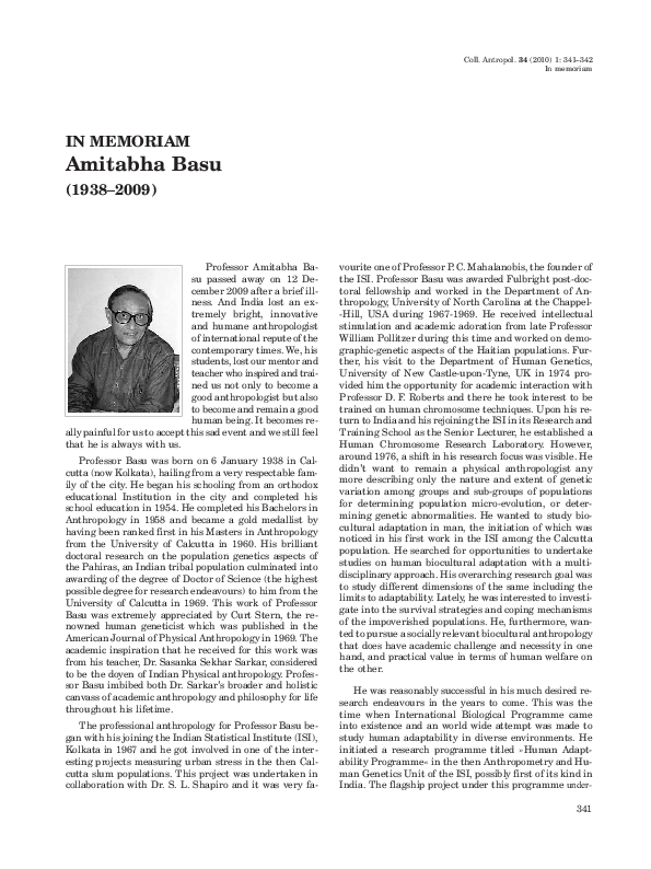 (PDF) IN MEMORIAM Amitabha Basu (1938–2009)