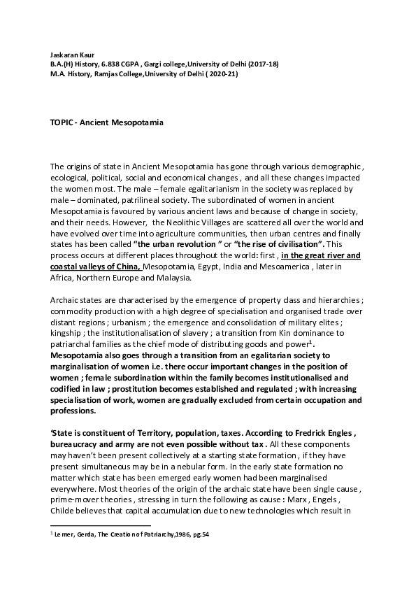 (PDF) Ancient Mesopotamia