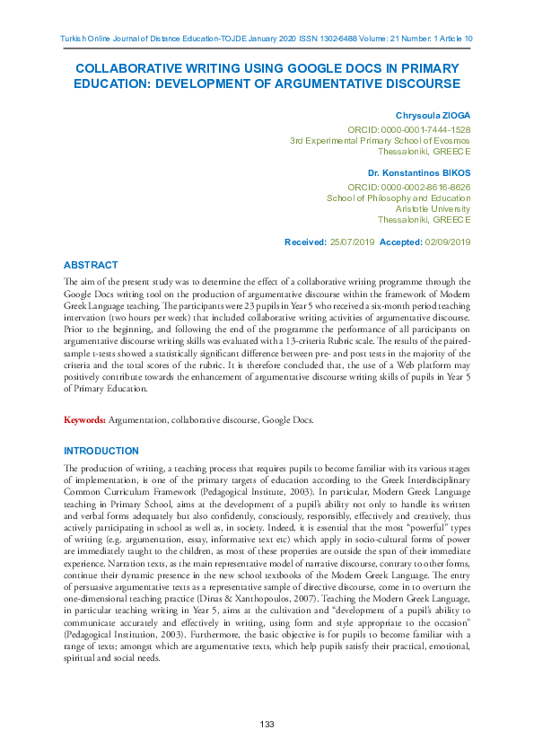 (PDF) Collaborative Writing Using Google Docs in Primary Education ...