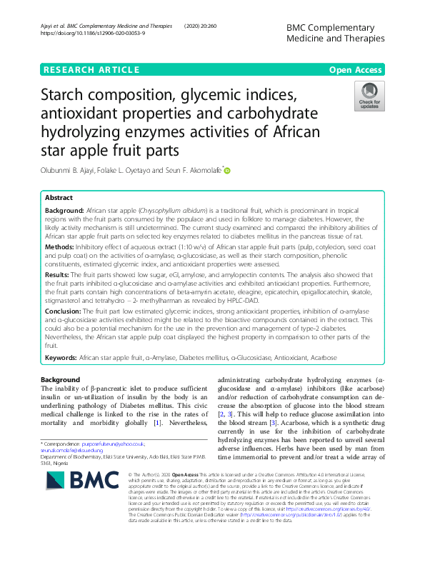 (PDF) Starch composition, glycemic indices, antioxidant properties and ...