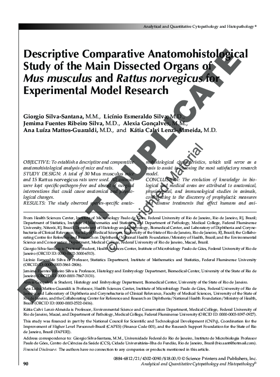 (PDF) Descriptive Comparative Anatomohistological Study of the Main ...
