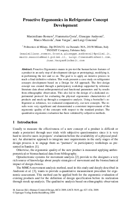 (PDF) Proactive Ergonomics in Refrigerator Concept Development