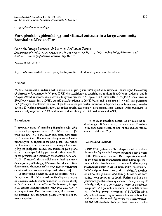 (PDF) Pars planitis: epidemiology and clinical outcome in a large ...