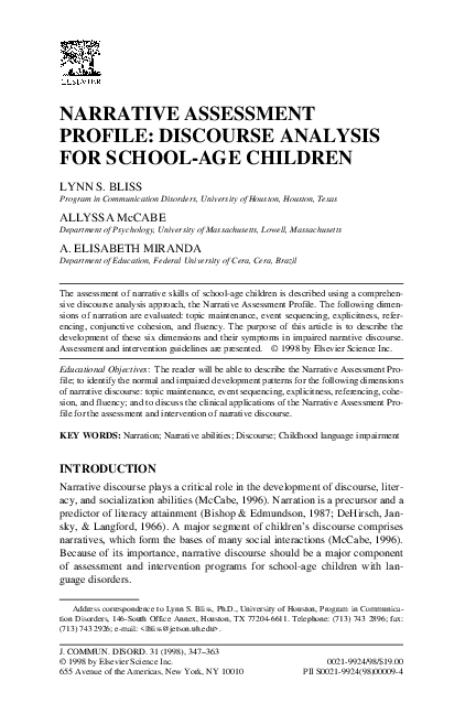 (PDF) Narrative assessment profile