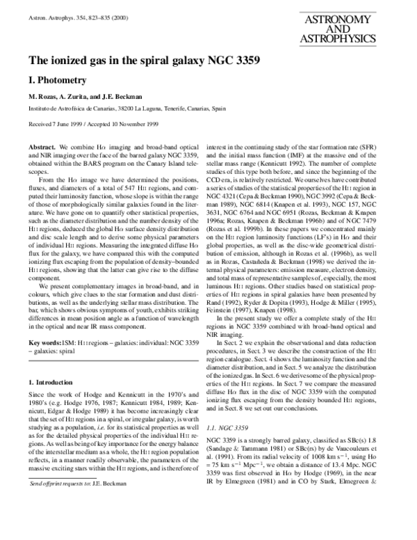 (PDF) The ionized gas in the spiral galaxy NGC 3359 | John Beckman ...