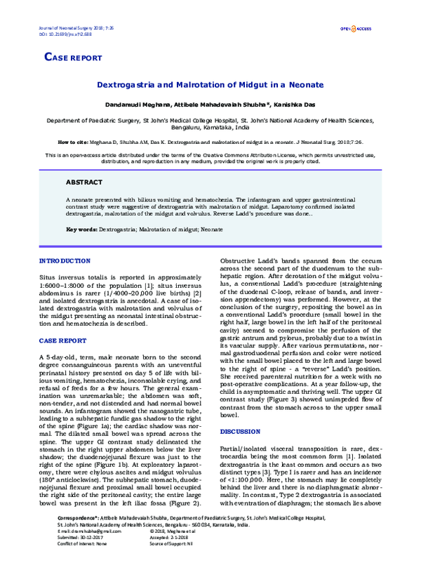 (PDF) Dextrogastria and Malrotation of Midgut in a Neonate | Dr ...