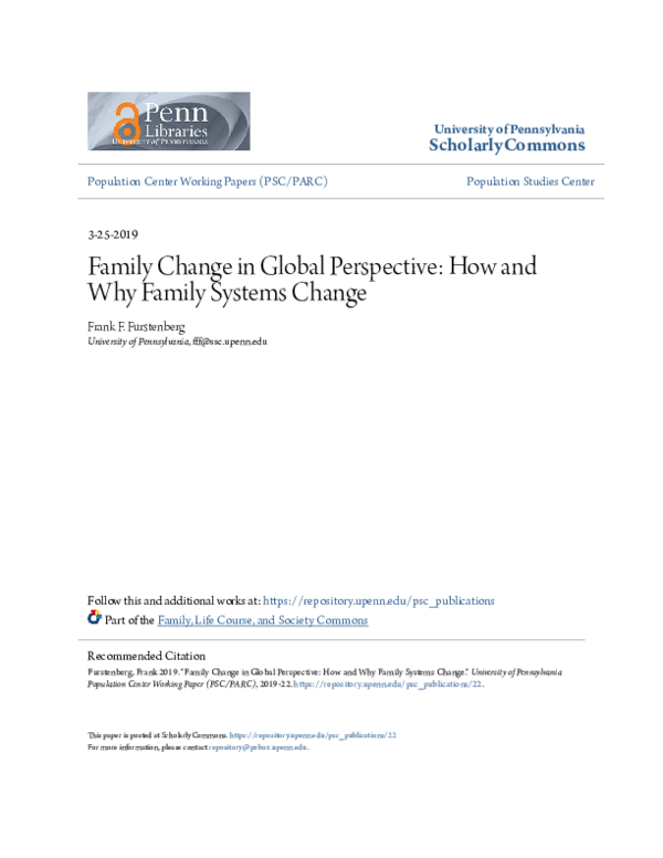 (PDF) Family Change in Global Perspective: How and Why Family Systems ...