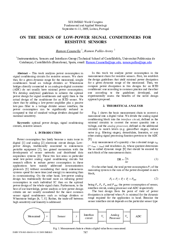 (PDF) On the Design of Low-Power Signal Conditioners for Resistive Sensors