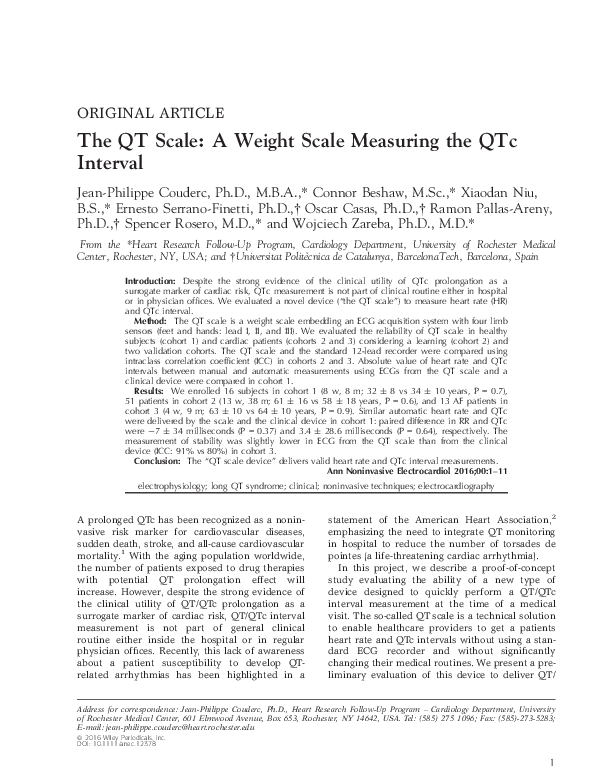 (PDF) The QT Scale: A Weight Scale Measuring the QTc Interval | R ...