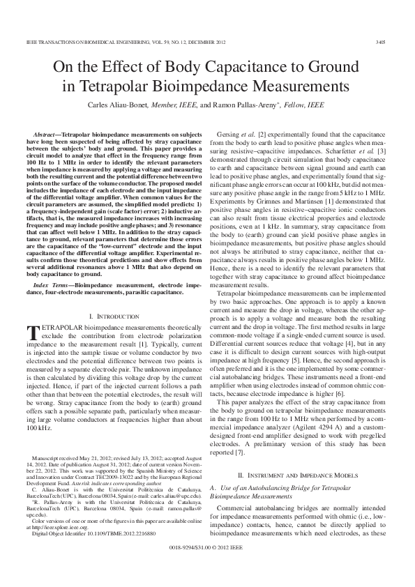 (PDF) On the Effect of Body Capacitance to Ground in Tetrapolar ...