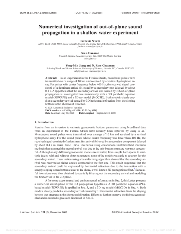 (PDF) Numerical investigation of out-of-plane sound propagation in a ...