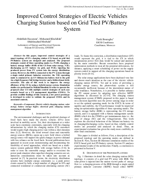 (PDF) Smart EV Charging: Control Strategies with PV/Battery
