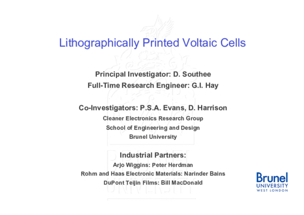 (PDF) Lithographically Printed Voltaic Cells Lithographically Printed ...