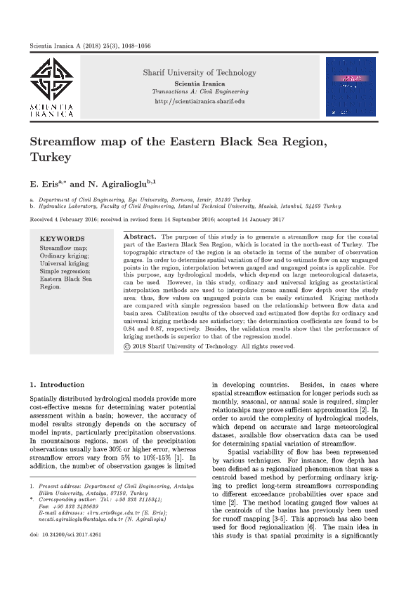 (PDF) Streamflow Map of the Eastern Black Sea Region, Turkey