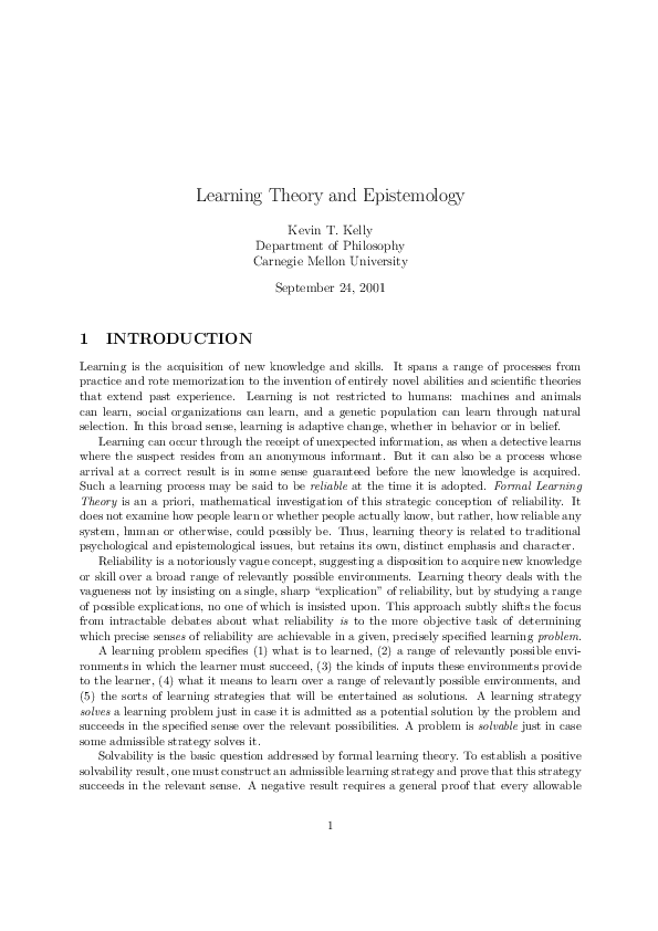 (PDF) Learning Theory and Epistemology