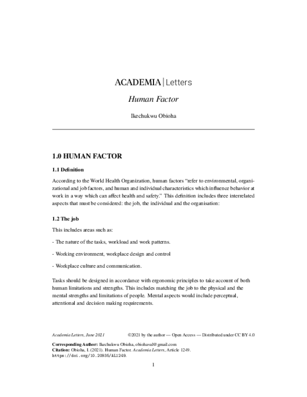 (PDF) Human Factor