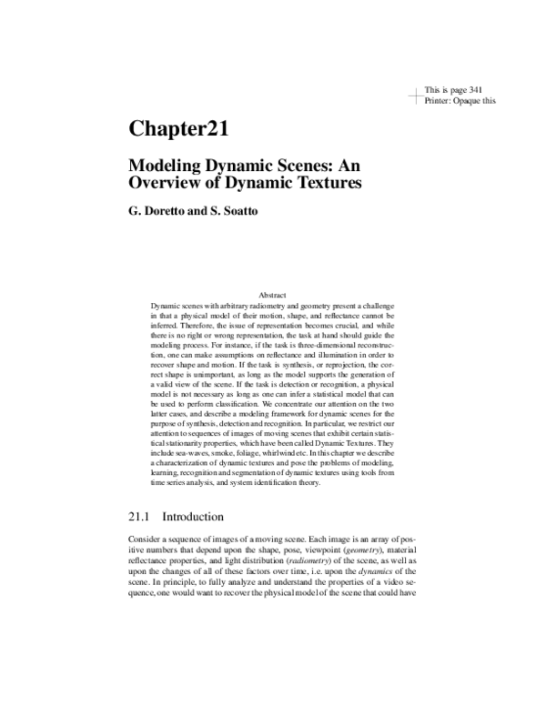 (PDF) Modeling Dynamic Scenes: An Overview of Dynamic Textures