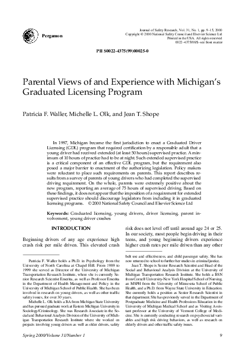(PDF) Parental Views of and Experience with Michigan's Graduated ...