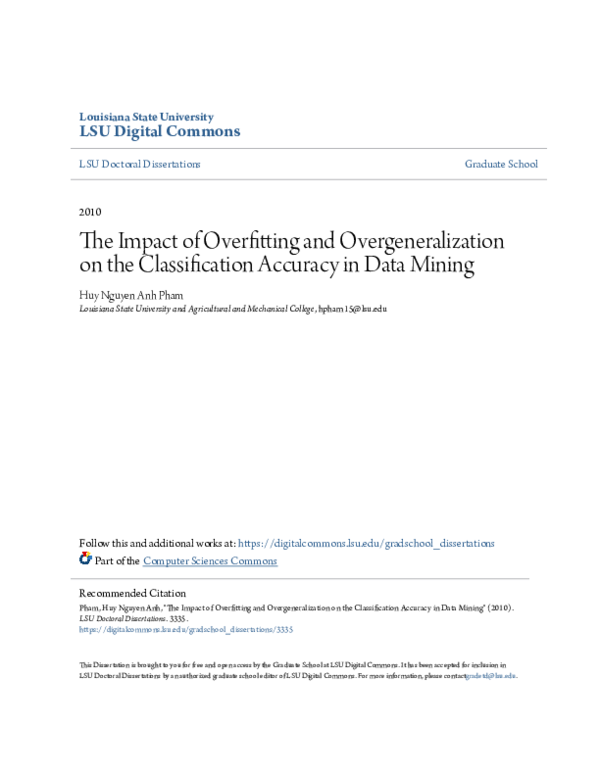 PDF The Impact Of Overfitting And Overgeneralization On The PDF The Impact Of Overfitting And Overgeneralization On The