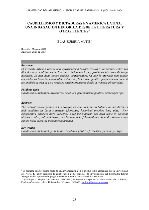 (PDF) Caudillismos y dictaduras en América Latina: una indagación ...