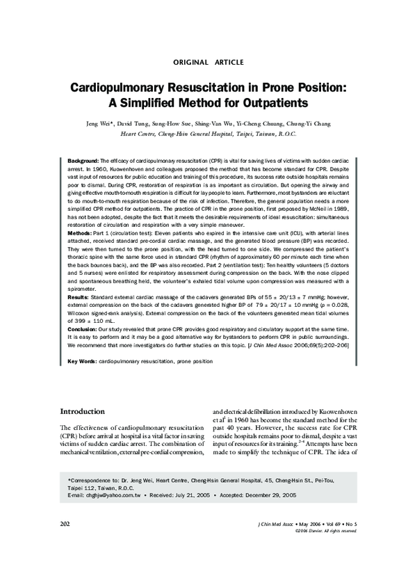 (PDF) Cardiopulmonary Resuscitation In Prone Position: a Simplified ...