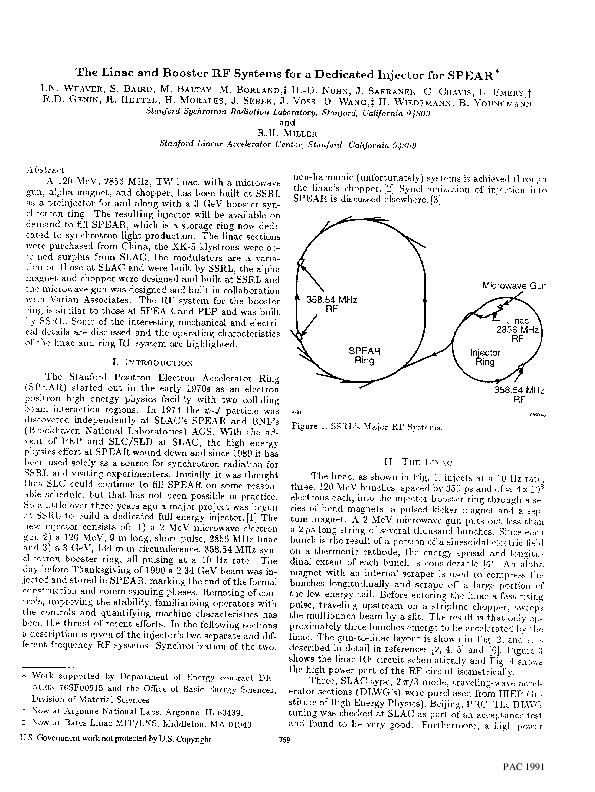 (PDF) The linac and booster RF systems for a dedicated injector for SPEAR