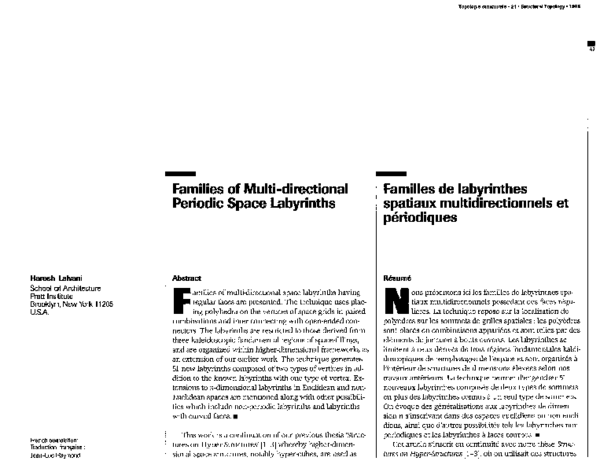 (PDF) Families of Multi-directional Periodic Space Labyrinths