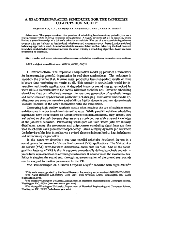 Pdf A Real Time Parallel Scheduler For The Imprecise Computation Model