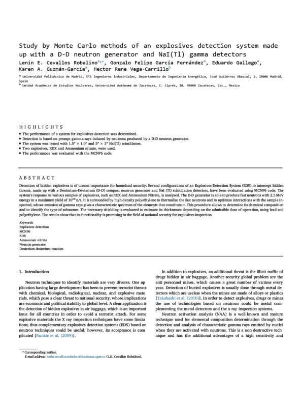 (PDF) Study by Monte Carlo methods of an explosives detection system made up with a D-D neutron ...