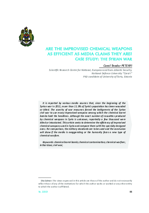 (PDF) ARE THE IMPROVISED CHEMICAL WEAPONS ARE THE IMPROVISED CHEMICAL ...