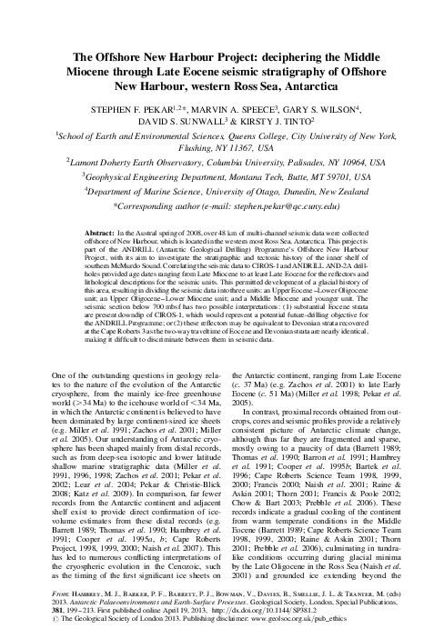 (PDF) The Offshore New Harbour Project: deciphering the Middle Miocene ...