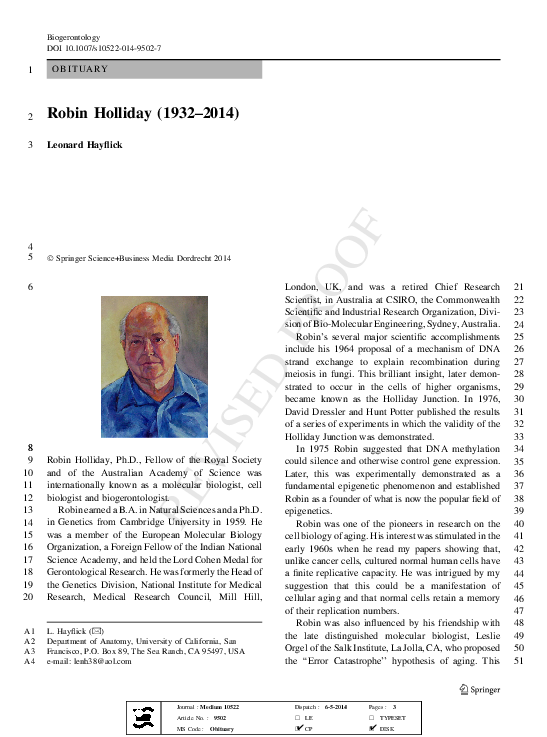 (PDF) Robin Holliday Obituary