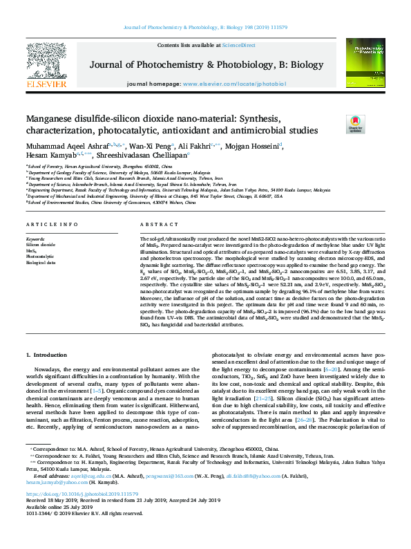 (PDF) Manganese disulfide-silicon dioxide nano-material: Synthesis, characterization ...