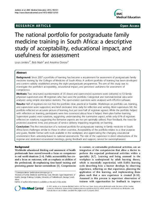 (PDF) The national portfolio for postgraduate family medicine training ...