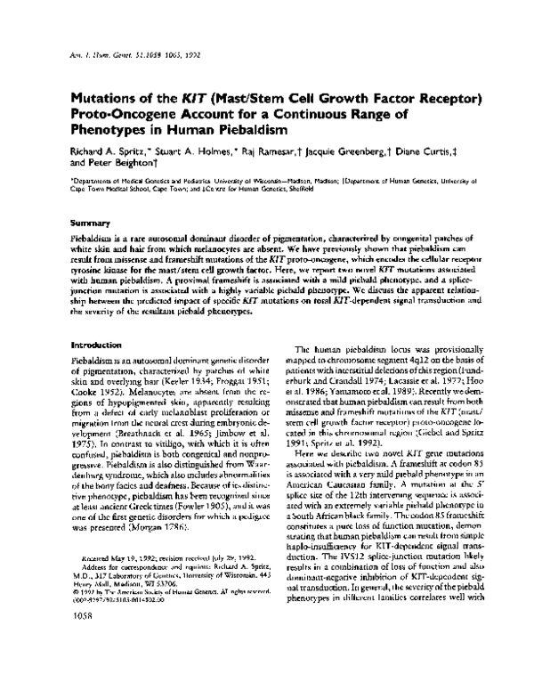 (PDF) Mutations of the KIT (mast/stem cell growth factor receptor ...