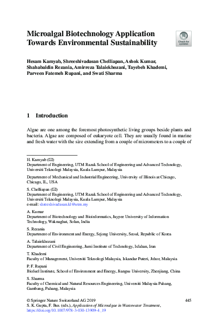 (PDF) Microalgal Biotechnology Application Towards Environmental ...