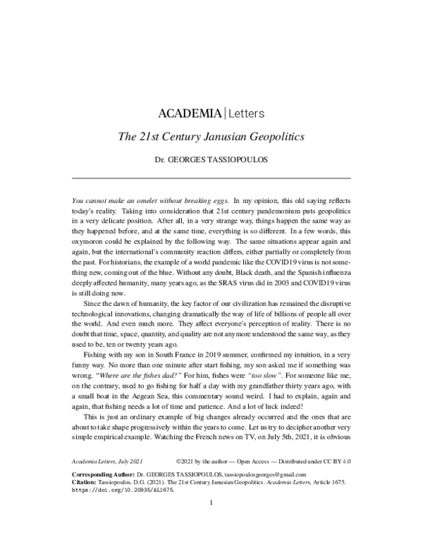 (PDF) The 21st Century Janusian Geopolitics