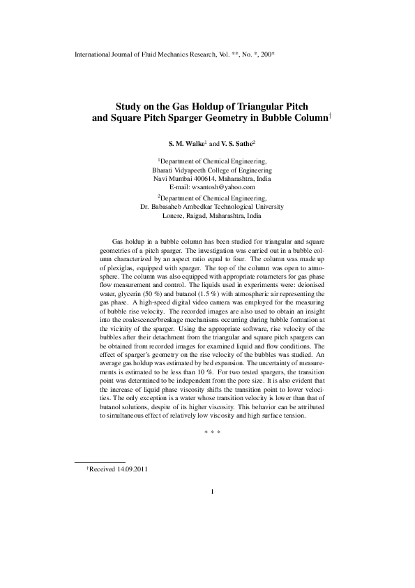 (PDF) Study on the Gas Holdup of Triangular Pitch and Square Pitch ...
